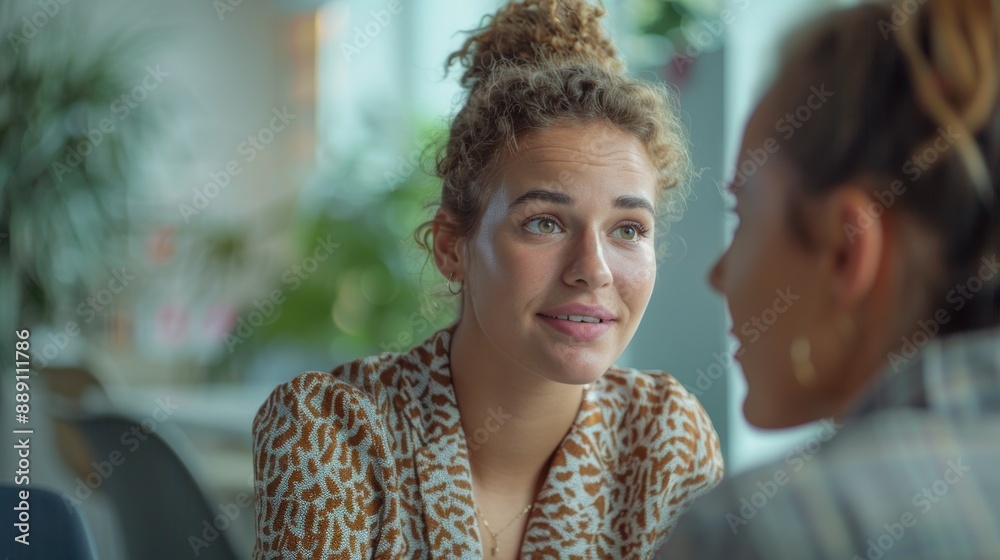 HR specialist conducting an exit interview with a departing employee in ...
