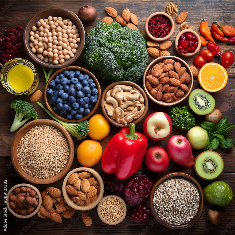 Healthy Food Selection- A vibrant array of fresh, nutritious foods ...