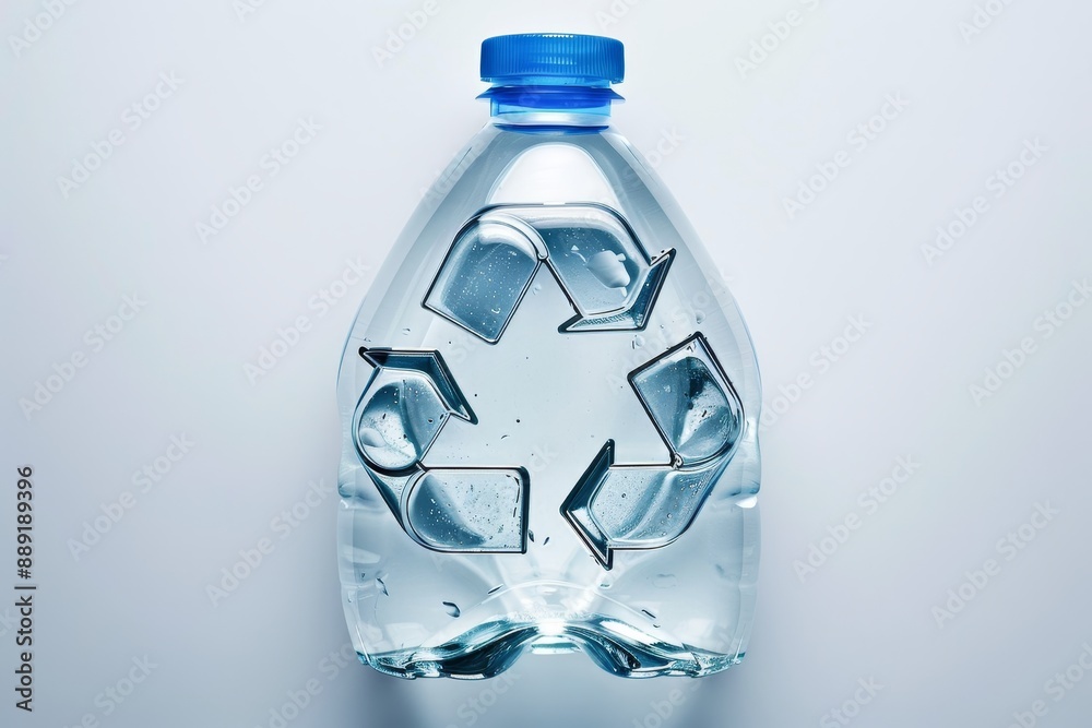 Plastic bottle with a recycling symbol, promoting environmental ...