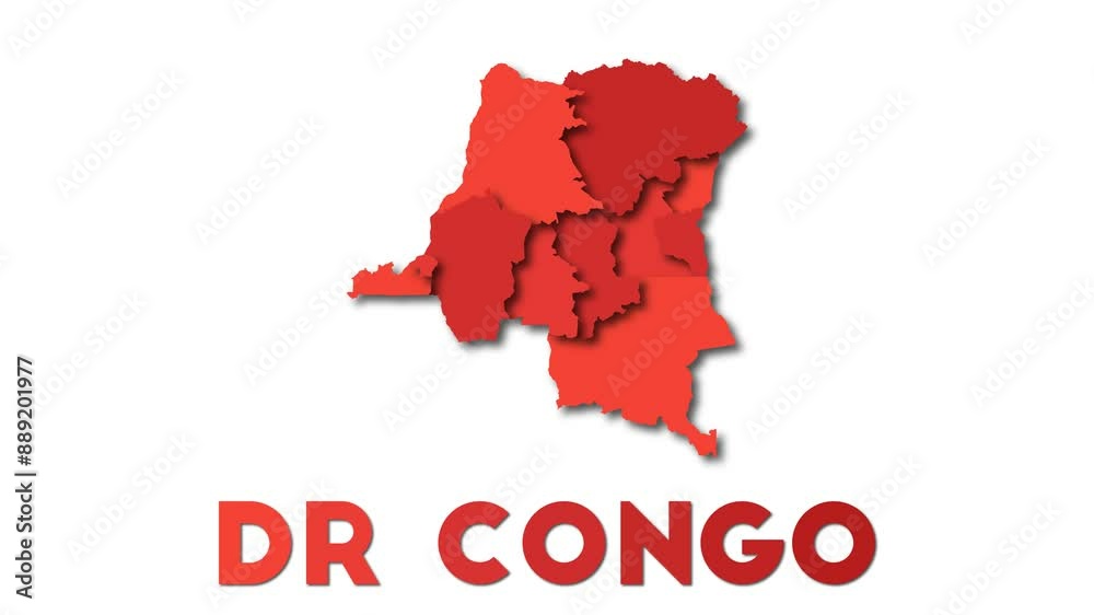 DR Congo map showing regions. Animated country map with title. 4k ...