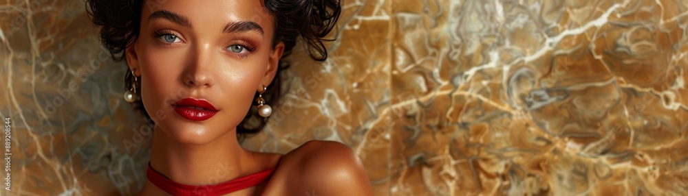 Glamour Model Portrait Focus on a glamour model in evening wear with a ...