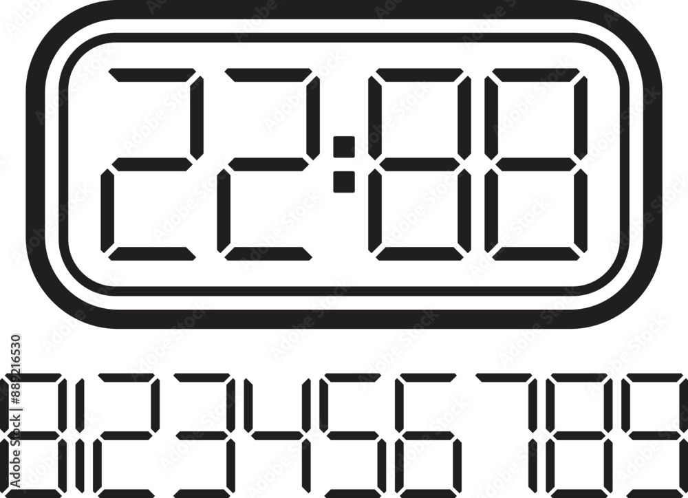 Vector illustration of ten o'clock digital clock icon sign and symbol ...