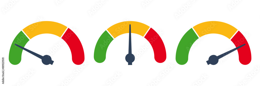 Risk meter. Risk concept on speedometer. Risk gauge meter sign. Scale ...