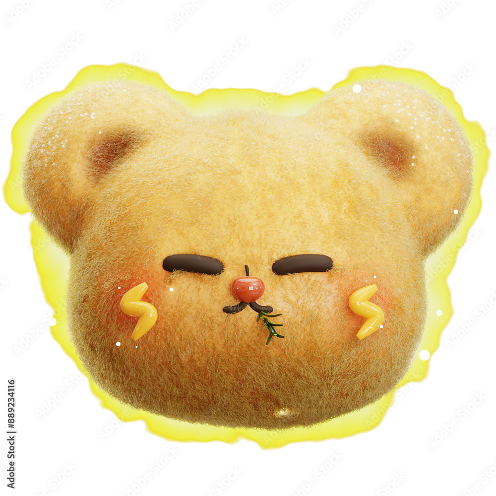 Energetic bear with lightning shapes on cheeks and yellow aura, high ...