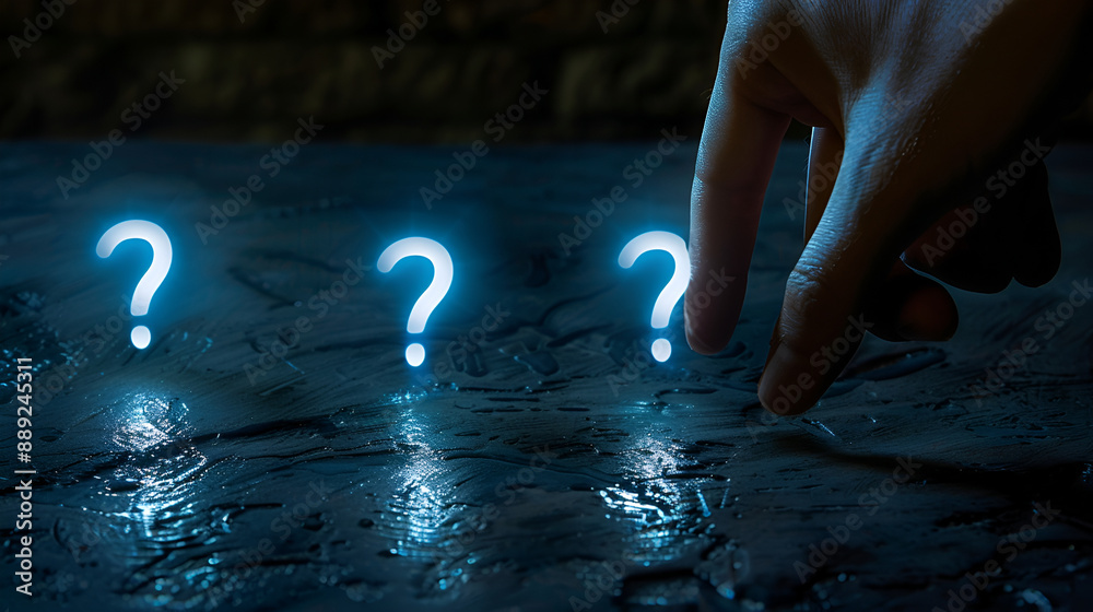 Abstract dark background with digital neon light question mark,Digital ... Abstract dark background with digital neon light question mark,Digital ...