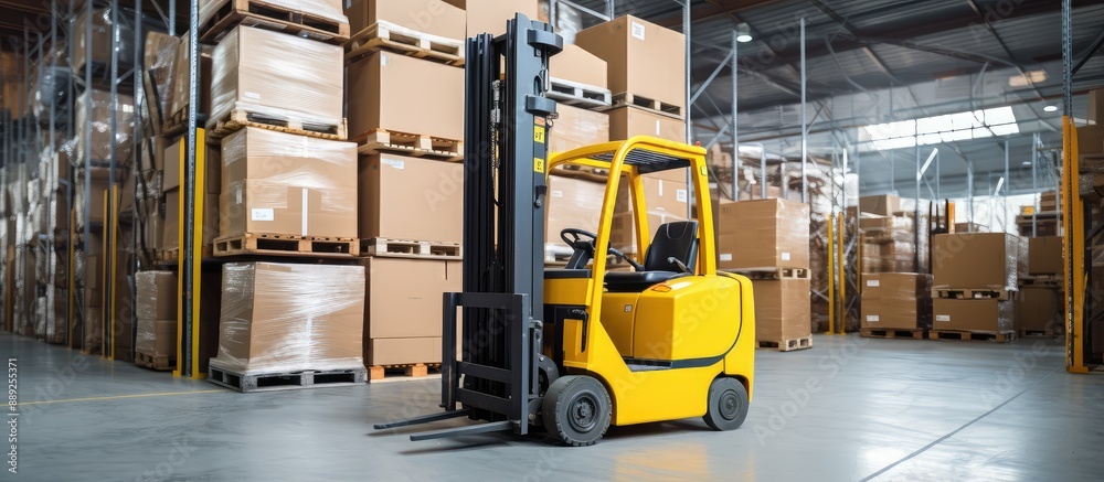 Forklift Operating in a Modern Warehouse Stock Photo | Adobe Stock