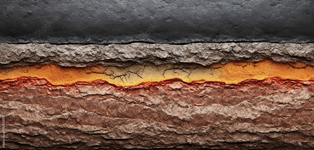 Cross-section through a soil layer with different colored sediment ...