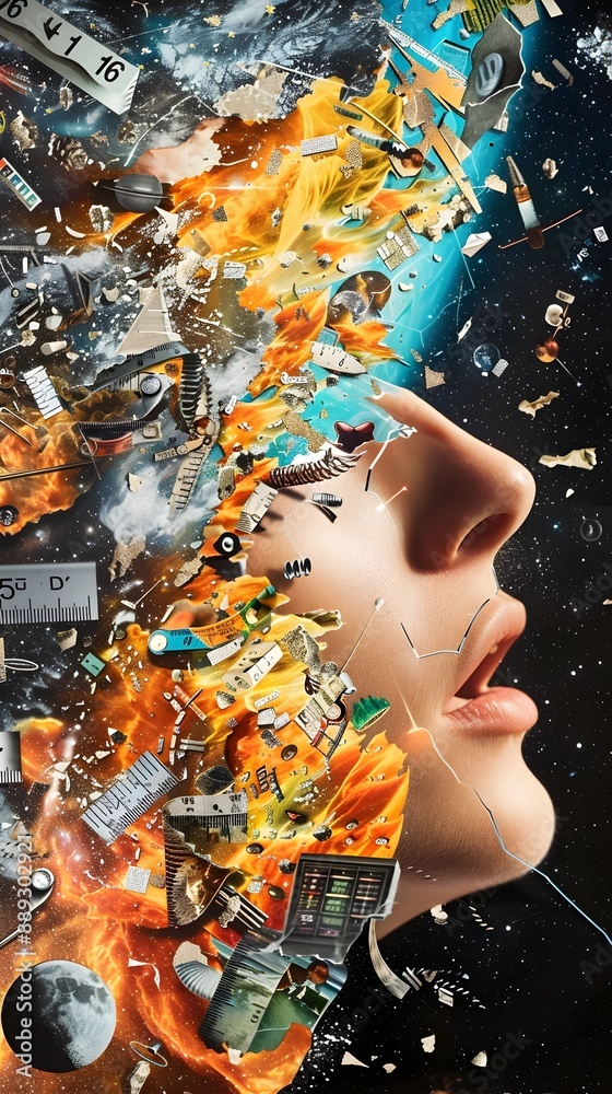 Strain Gauge Intricately Woven into Insomnia-Themed Surreal Collage ...