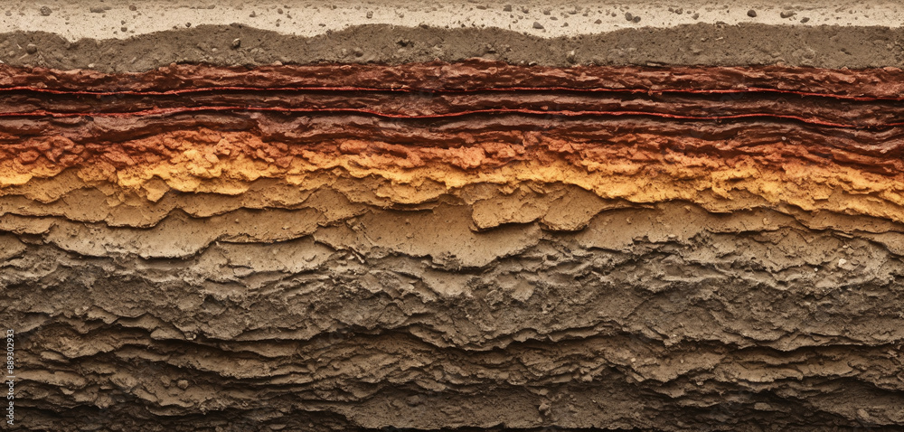 Cross-section through a soil layer with different colored sediment ...