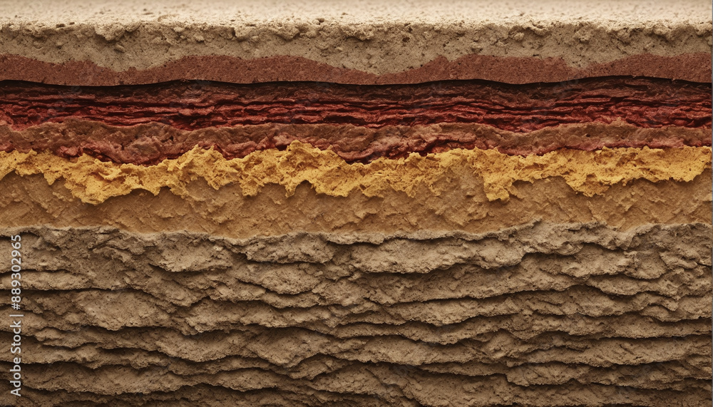 Cross-section through a soil layer with different colored sediment ...