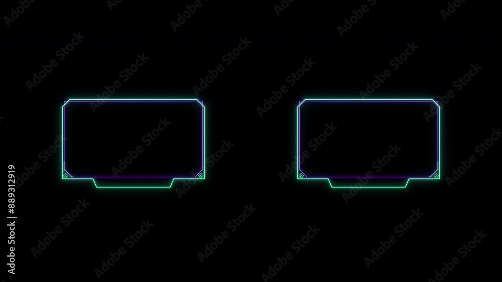 Neon looped light frame for game streaming video on a transparent ...