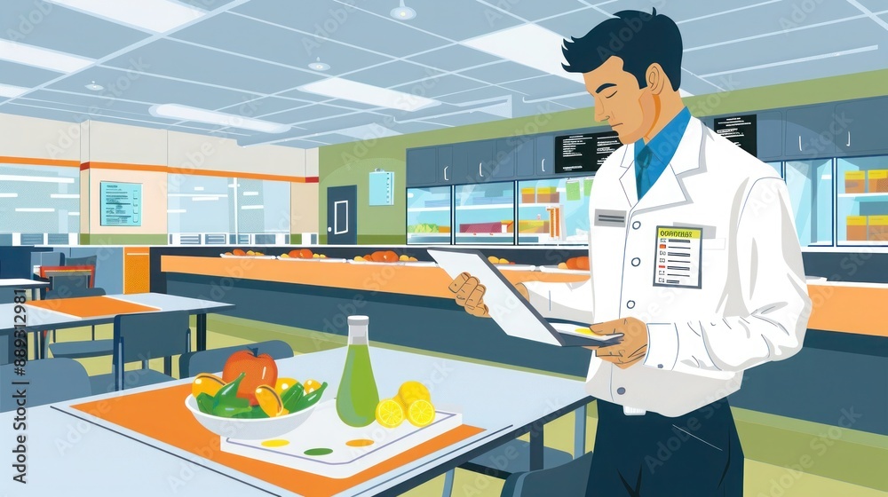 An inspector using a digital checklist to perform a food safety audit ...