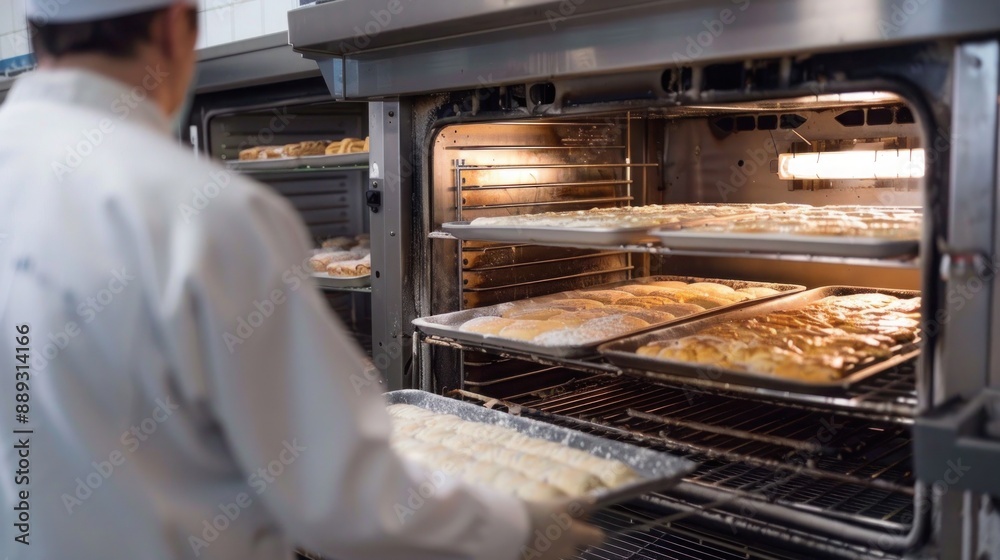 An inspector checking the cleanliness of a bakery's ovens and baking ...