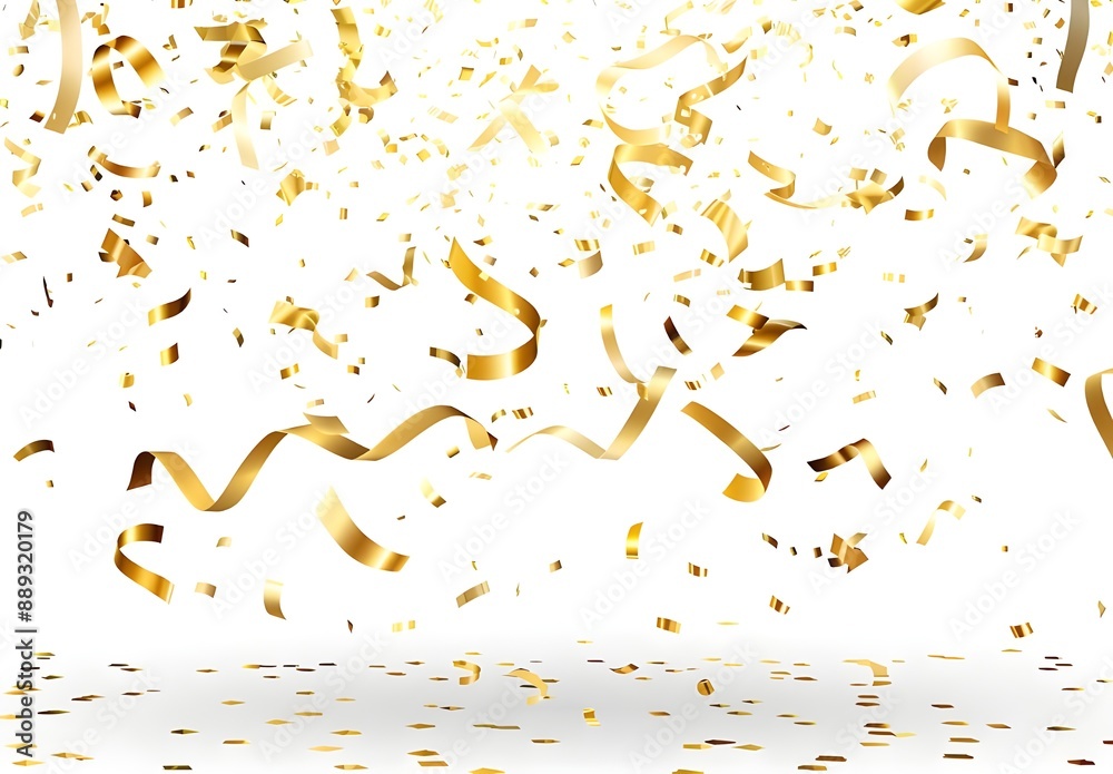 Gold confetti falling on transparent background vector illustration ...