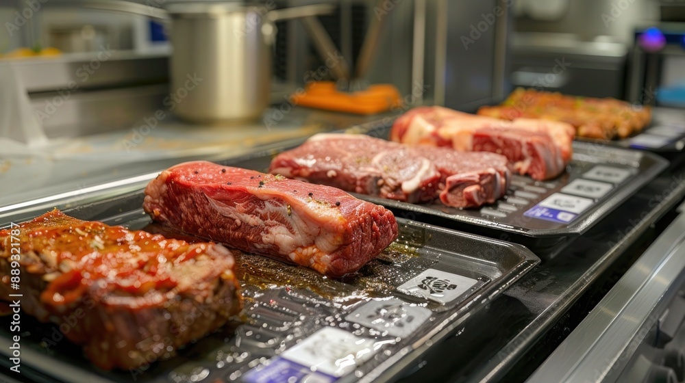 A food safety sign in a kitchen indicating proper temperatures for ...