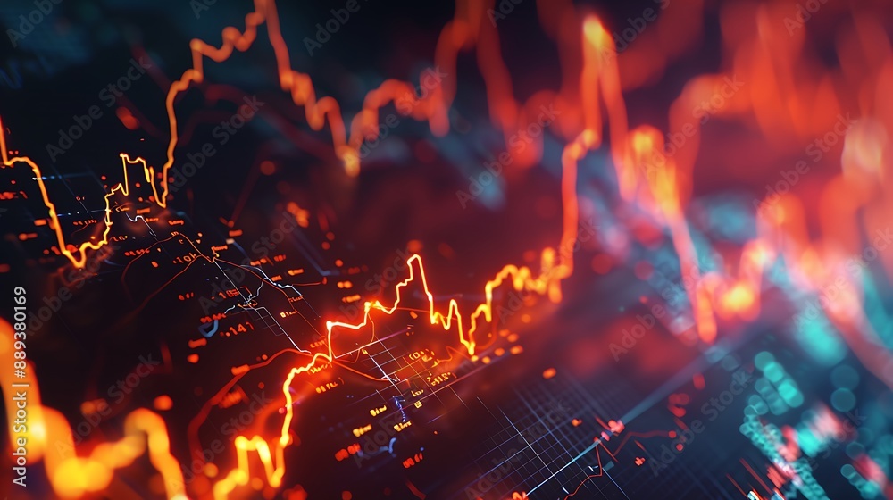 Dynamic animation of a stock market graph pulsating like a heartbeat ...