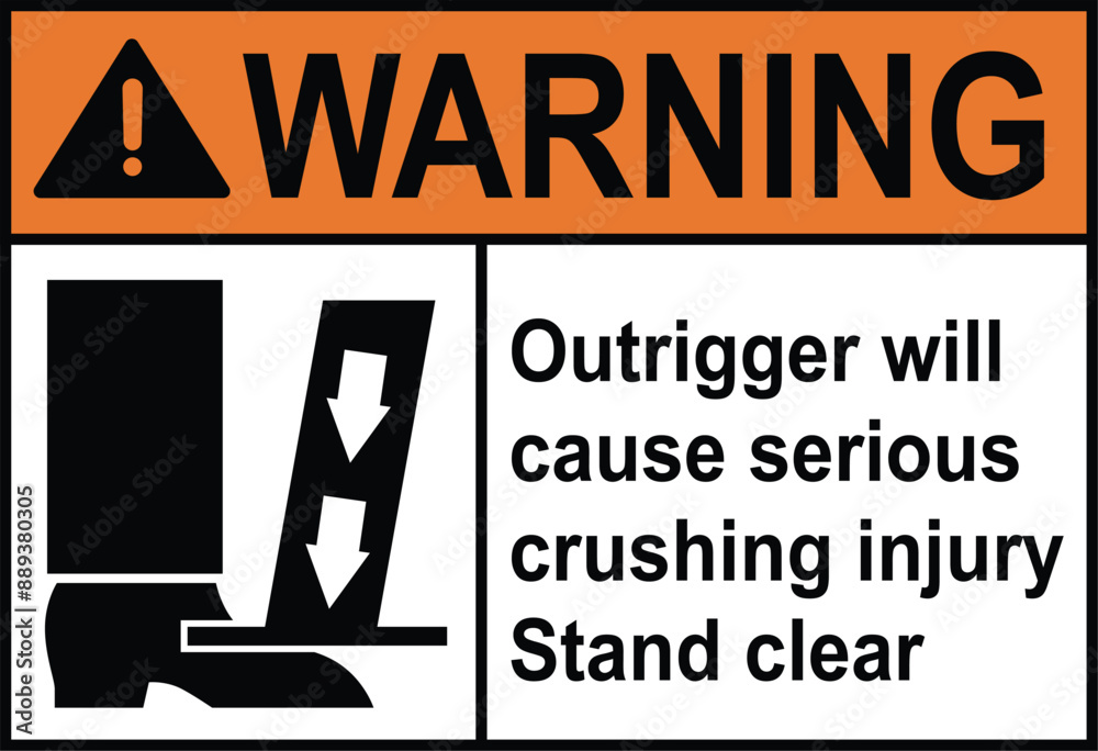 Vetor de Warning outrigger cause crushing injury sign with symbol ...