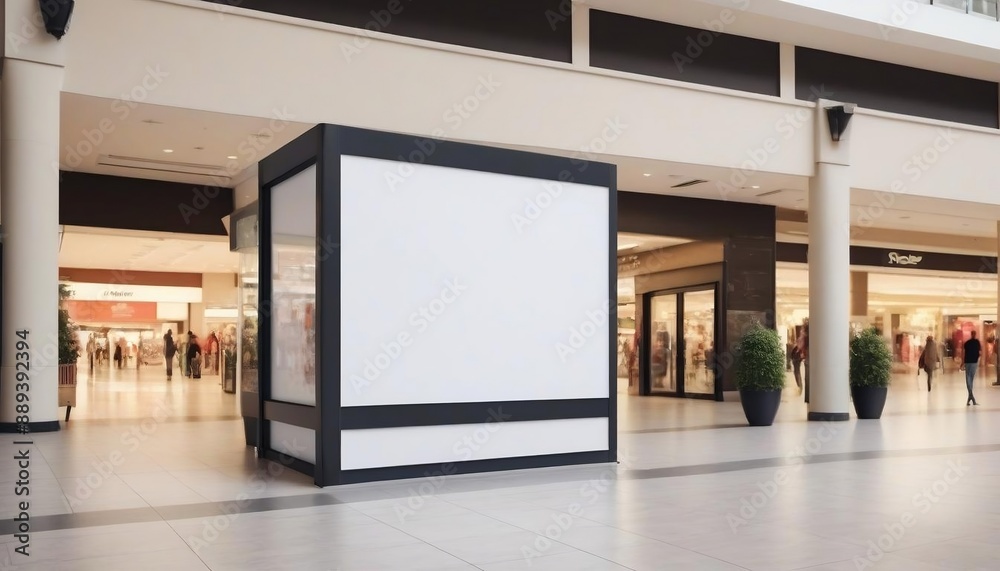 Large blank signboard mockup at a shopping mall entrance, Blank ...