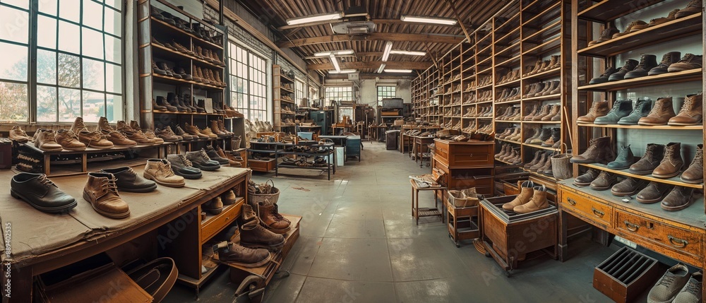 AI generator image of Shoe factory ,Traditional artisan measure ...