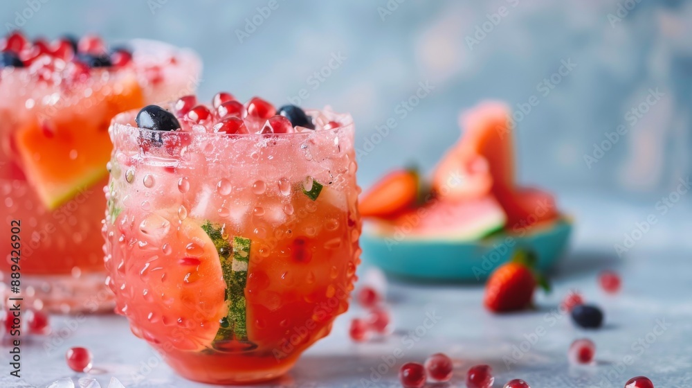 Subak Hwachae cocktail, Korean traditional watermelon punch salad drink ...