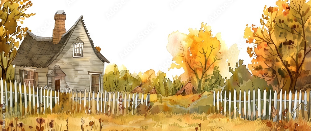 Early American Colonial Doodle Page Print Border Design for Message ...