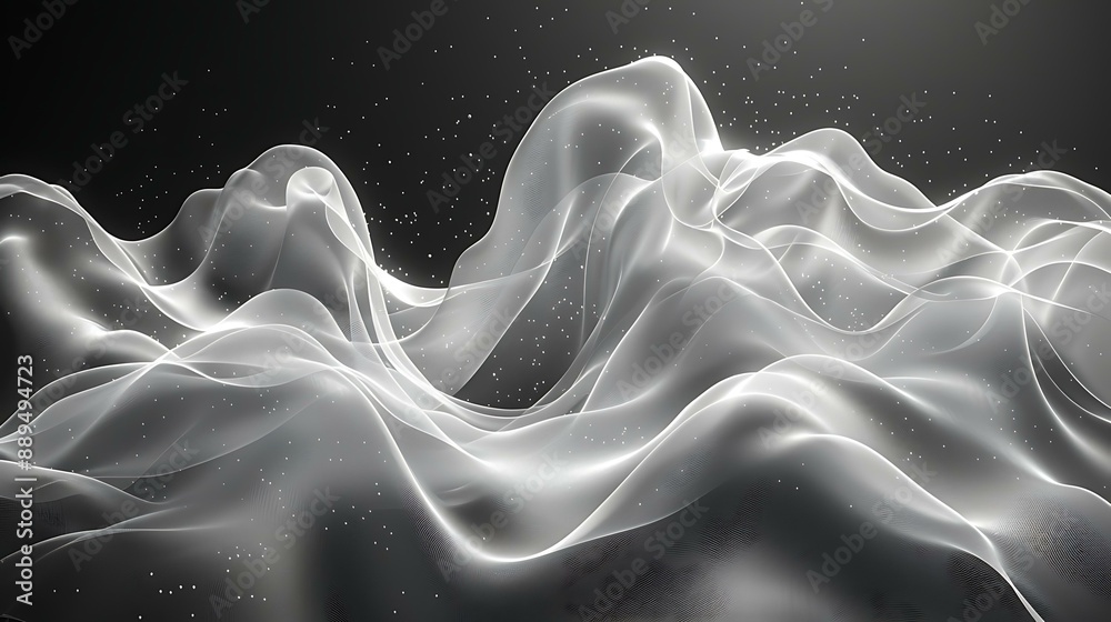 Abstract Representation Of Sound Waves Using Undulating Lines In Monochromatic Grayscale Stock