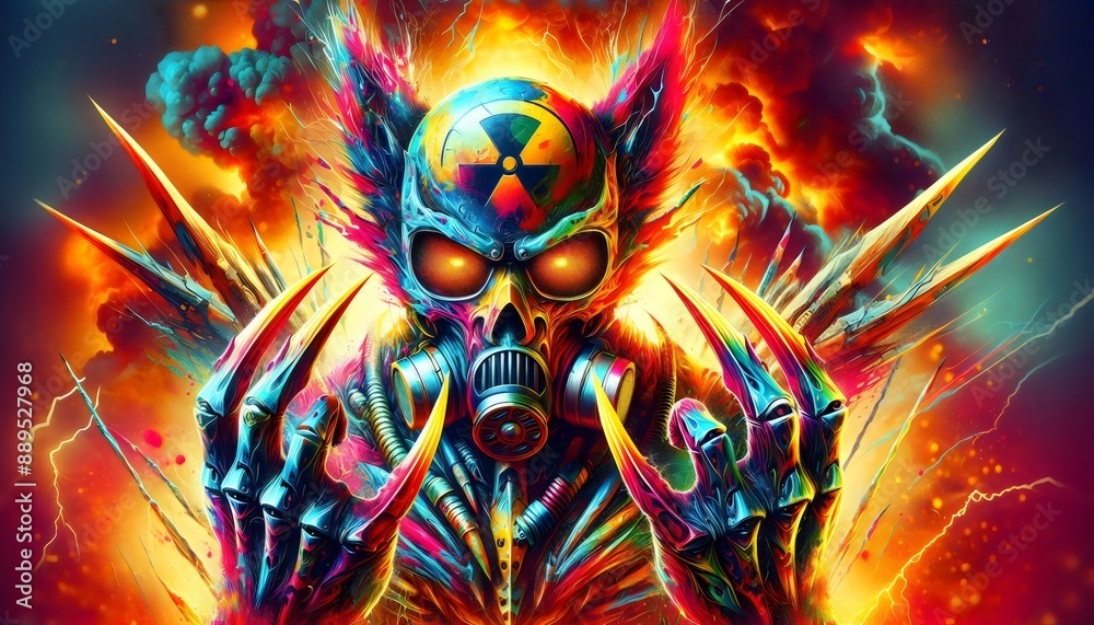 Foto de Epic Fantasy Illustration of a Nuclear Disaster with Gas Masks ...