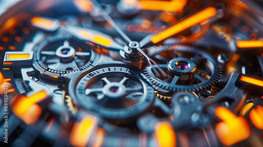 Vintage Charm: Close-Up of Complex Watch Parts in a Retro Watch with ...