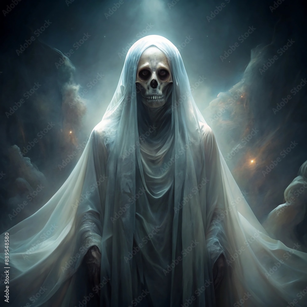 Ethereal Ghostly Figure Representing Death with a Haunting yet ...