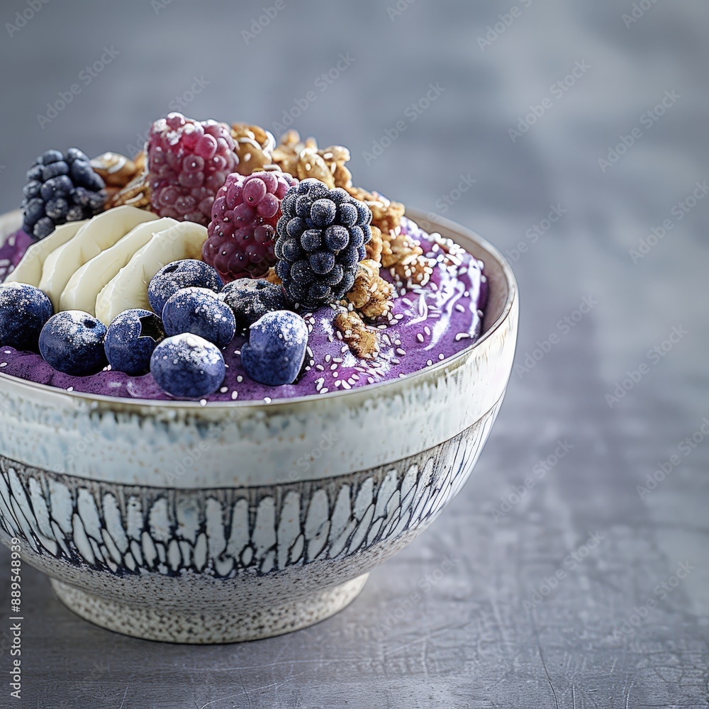 Super-Realistic Acai Bowl with Granola on White Background Photo for ...