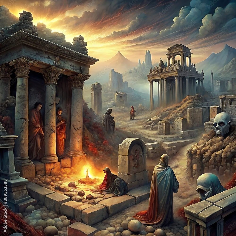 Historical Death Scene in Ancient Ruins Capturing Mystery and Intrigue ...