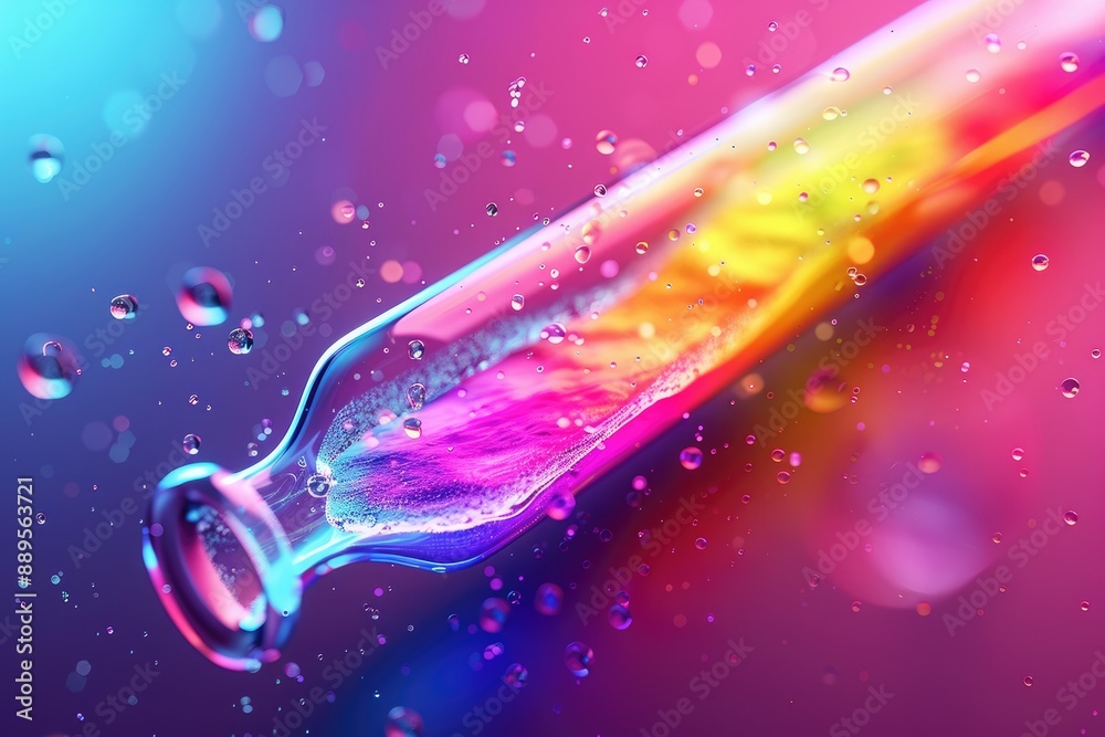 Realistic test tube, detailed glass texture, colorful liquid ...