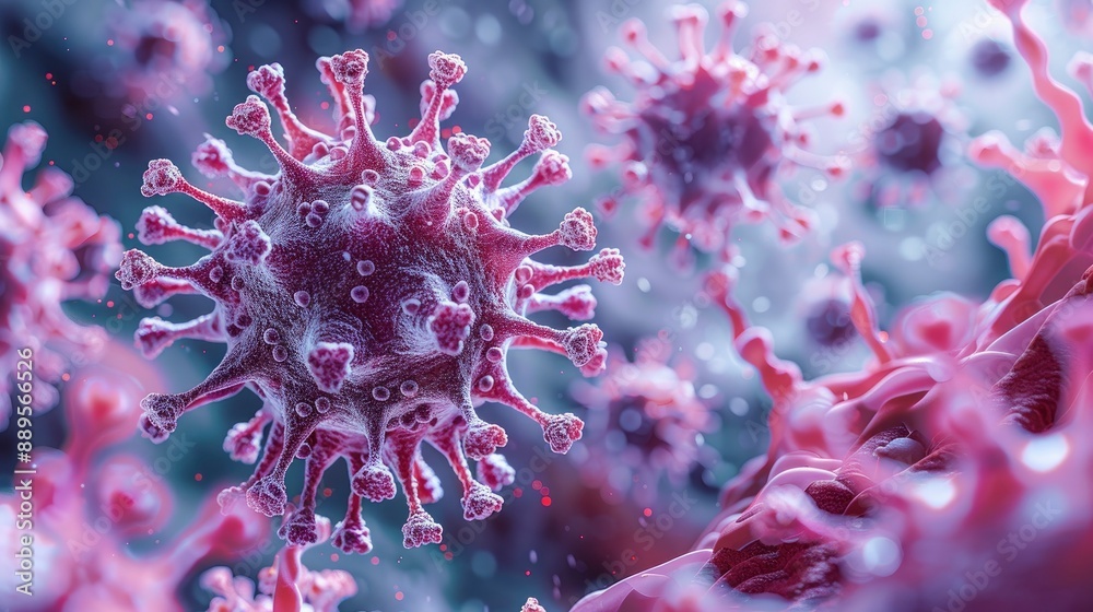 A high-resolution image of a virus particle embedded in a human cell ...