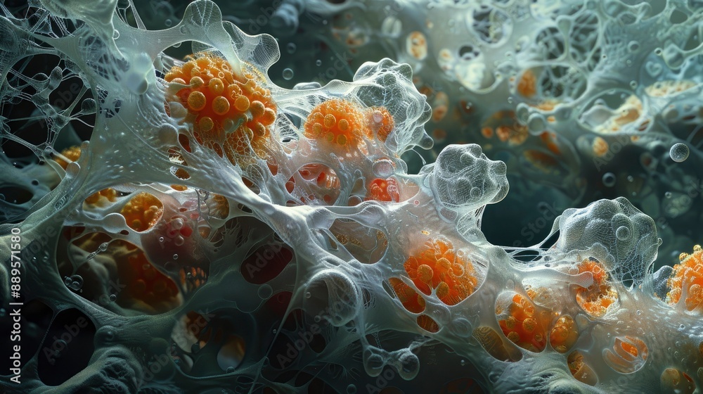 A high-resolution image of a virus particle embedded in a human cell ...