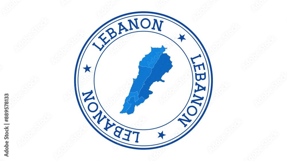 Lebanon intro. Badge with the circular name and map of country. Lebanon ...