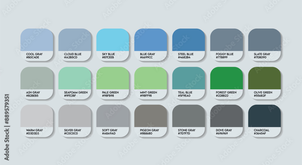 Pigeon Color Palette, Pigeon Color Guide Palette with Color Names ...