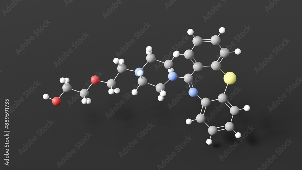 quetiapine molecule 3d, molecular structure, ball and stick model ...