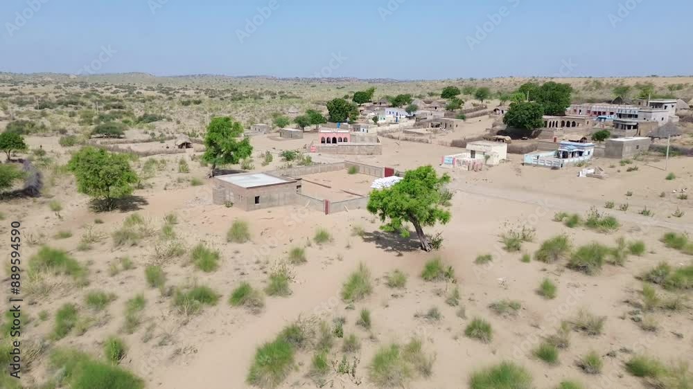 desert life in Tharparkar village, traditional desert houses and wooden ...