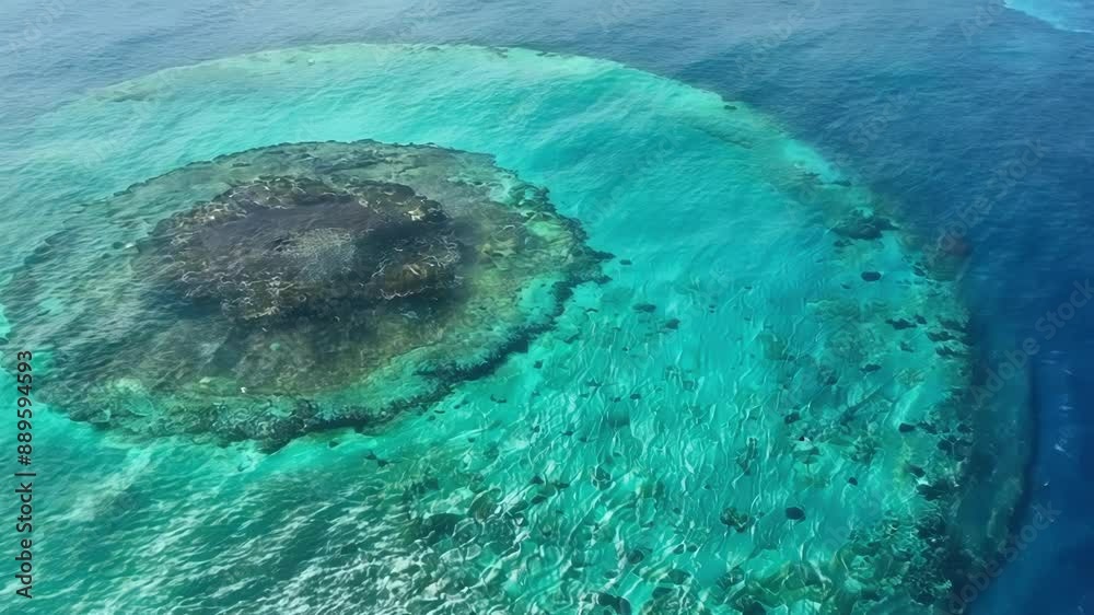 An aerial journey over circular coral reefs revealing the beauty and ...