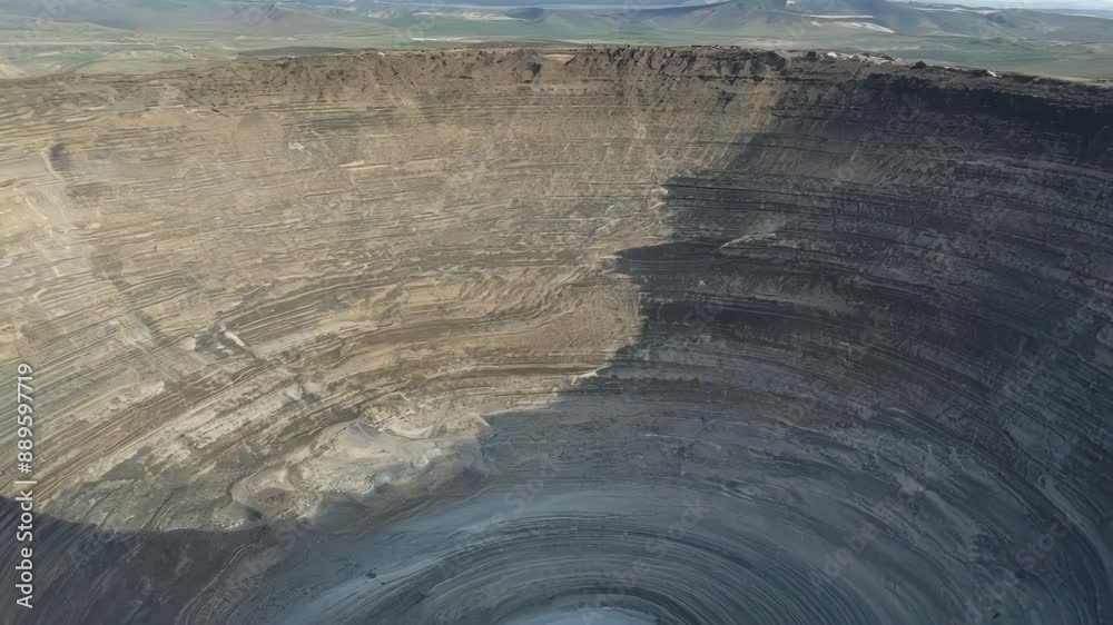 From above the crater resembles a giant bowl filled with layers of ash ...