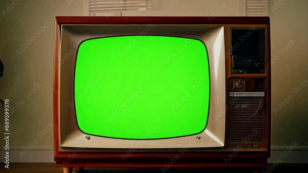 Pushing towards a vintage television set from the 1950's where the ...