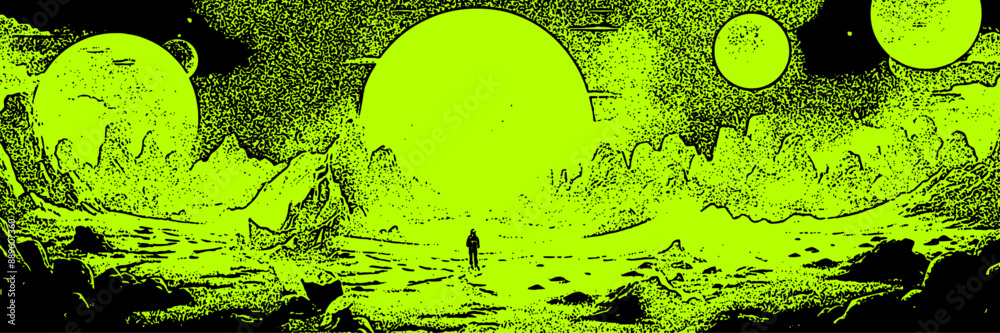 Pixel space bitmap background, alien game vector planet surface, retro ...