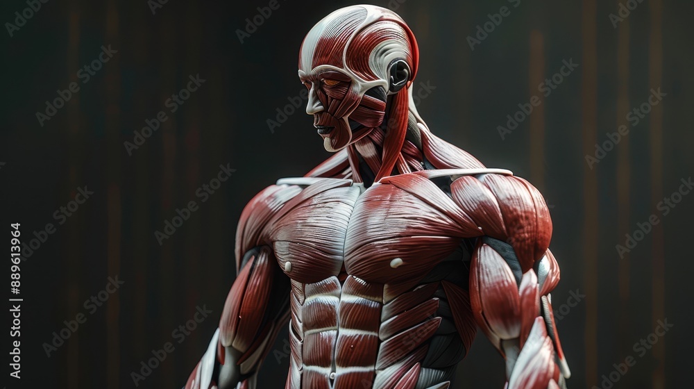 Detailed anatomical model showcasing the muscle structure of a human ...