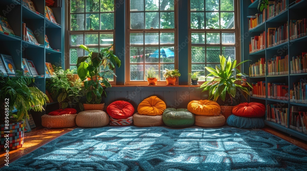 Creating a Warm Classroom Oasis: Teacher Setting Up Cozy Reading Corner ...