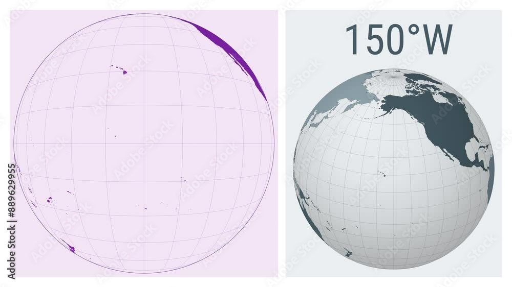 World map animation. Satellite (tilted perspective) projection. Colored ...