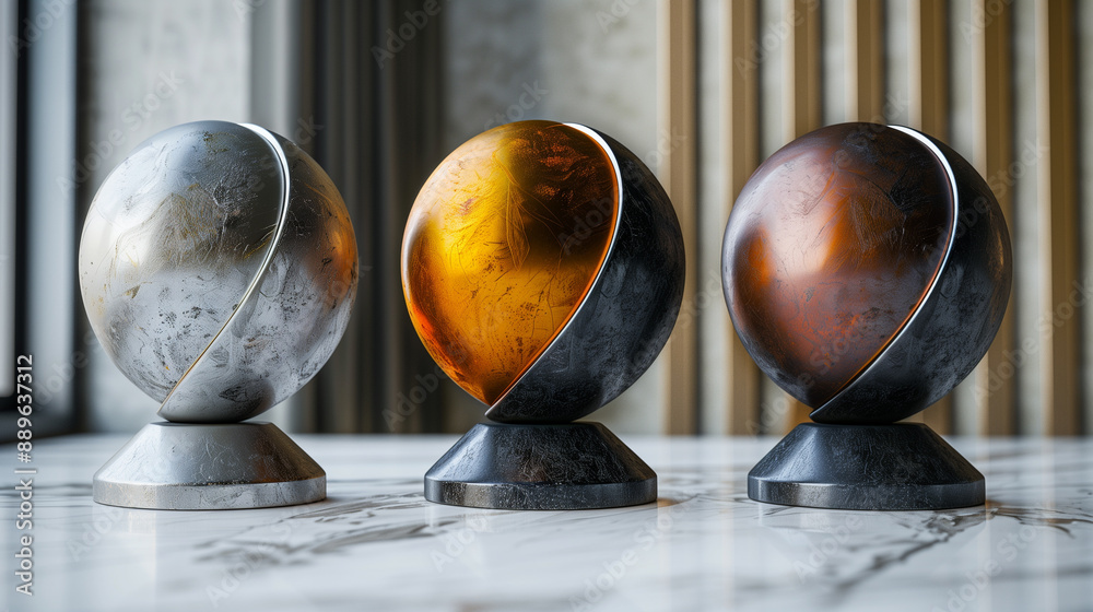 three award design, first gold, second silver, and third dark bronze ...