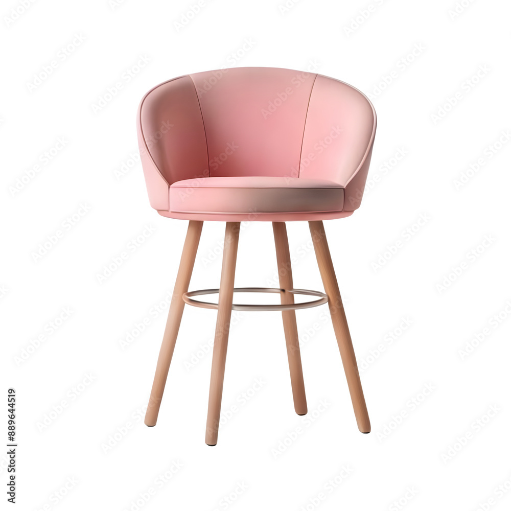 Isolated Blush pink bar stool on a transparent background PNG, 3D stool ...