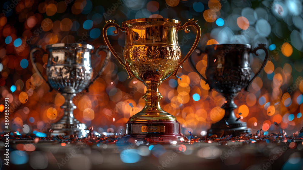 winners trophy, celebrating first place gold, second place silver, and ...