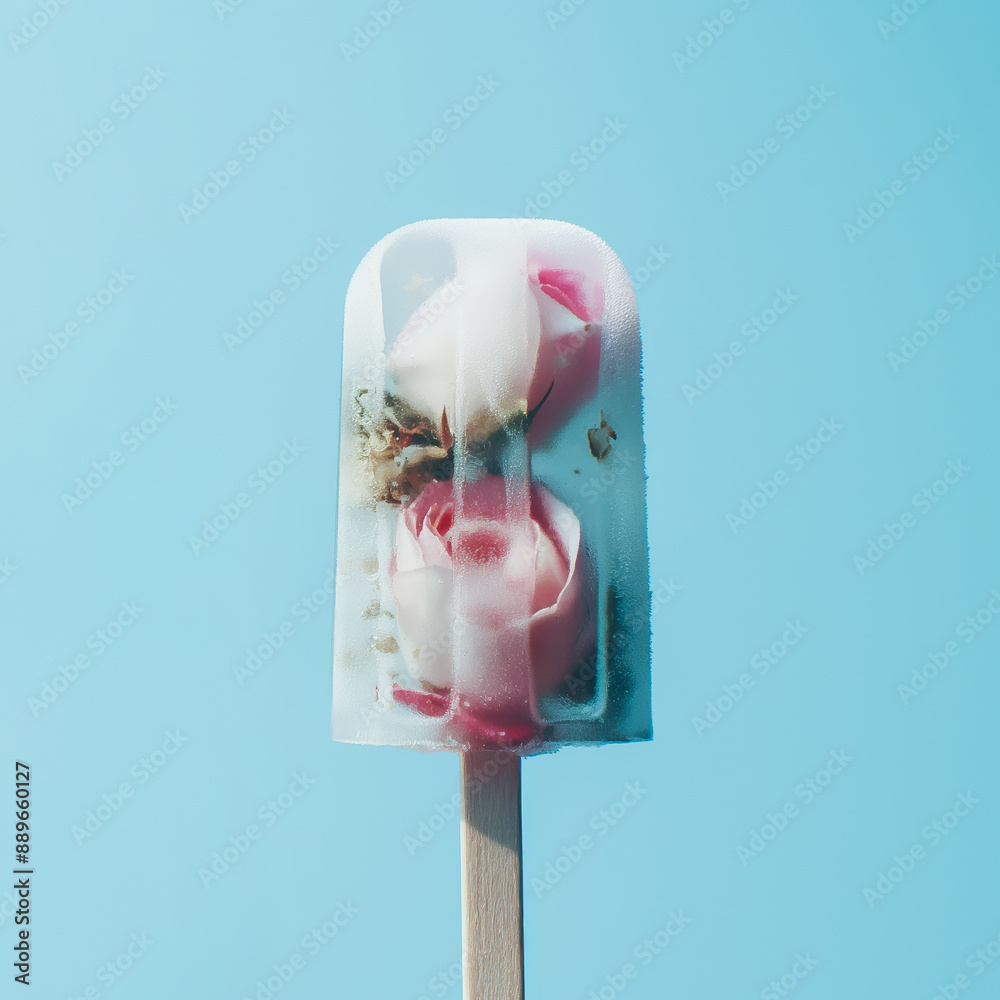 A refreshing and unusual popsicle made from fresh blooming colorful ...