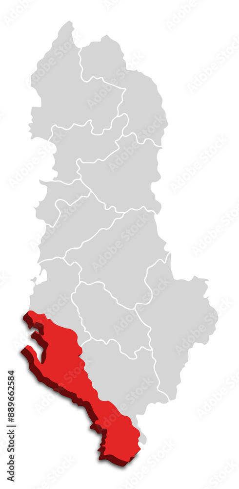 Vlorë MAP COUNTY OF ALBANIA 3D ISOMETRIC MAP Stock Illustration | Adobe ...